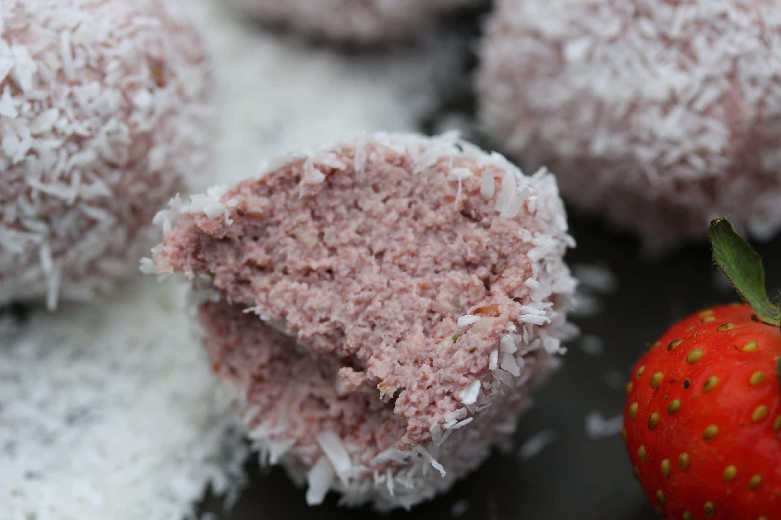 Healthy Fresh Strawberry Bliss Ball Recipe - The Free From Fairy